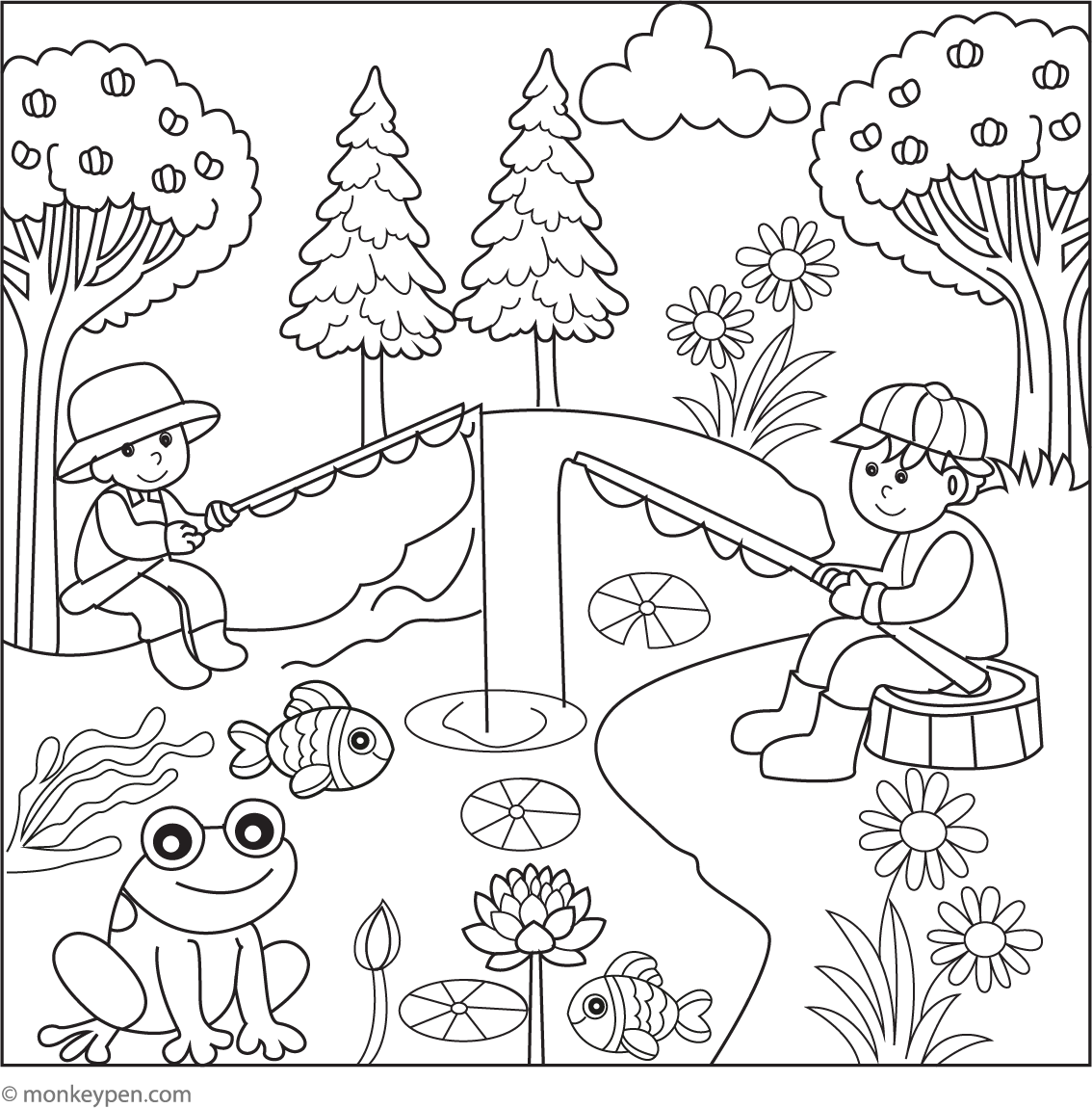 Riverbank | Free Coloring Pages