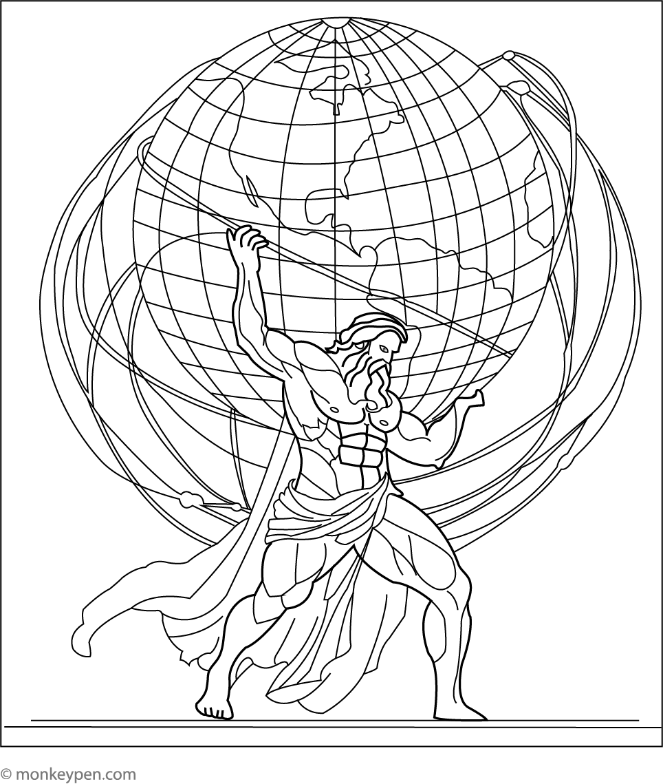 Atlas Carrying World | Free Coloring Pages