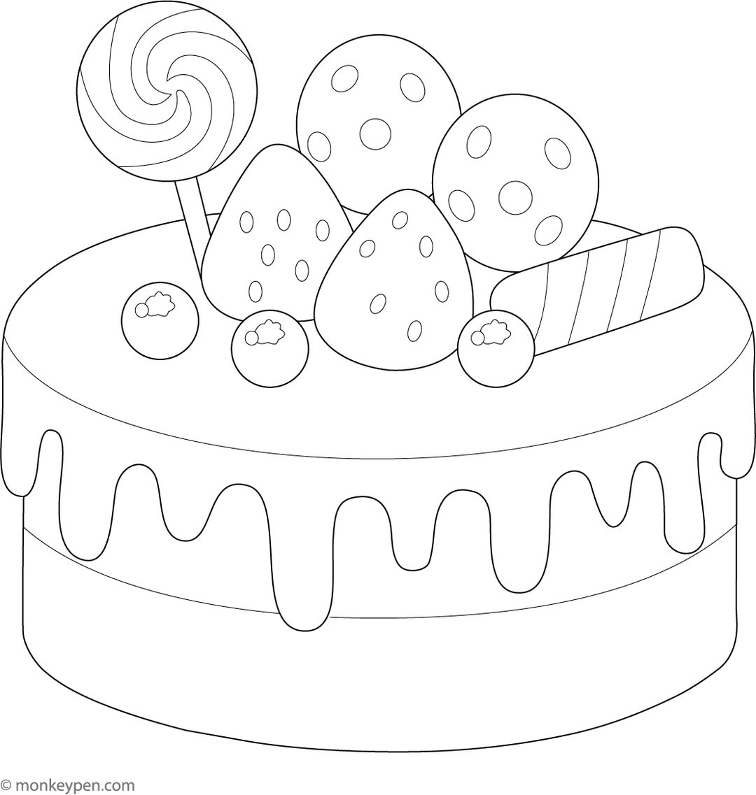 Chocolate Drip Cake | Free Coloring Pages
