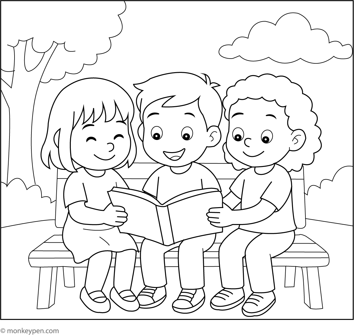Story Time with Friends | Free Coloring Pages