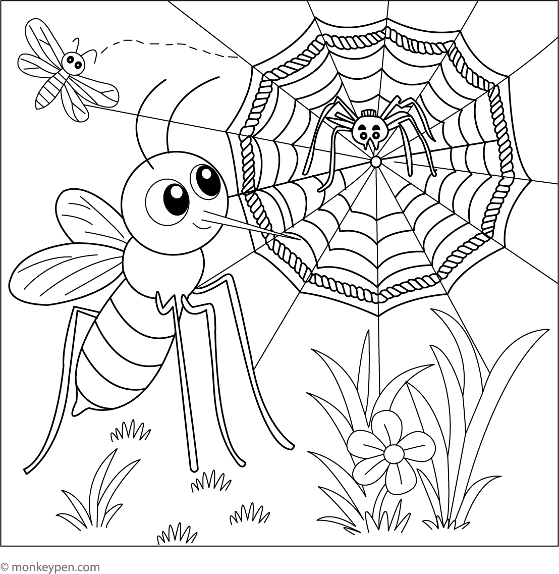 spider web coloring picture