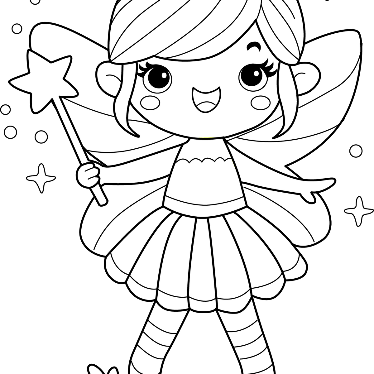Fairy With Magic Stick Coloring Page