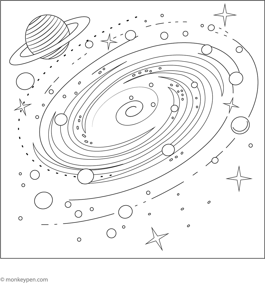 Printable Galaxy Coloring Sheet – Free PDF for Kids
