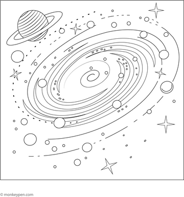 Printable Galaxy Coloring Sheet – Free PDF for Kids