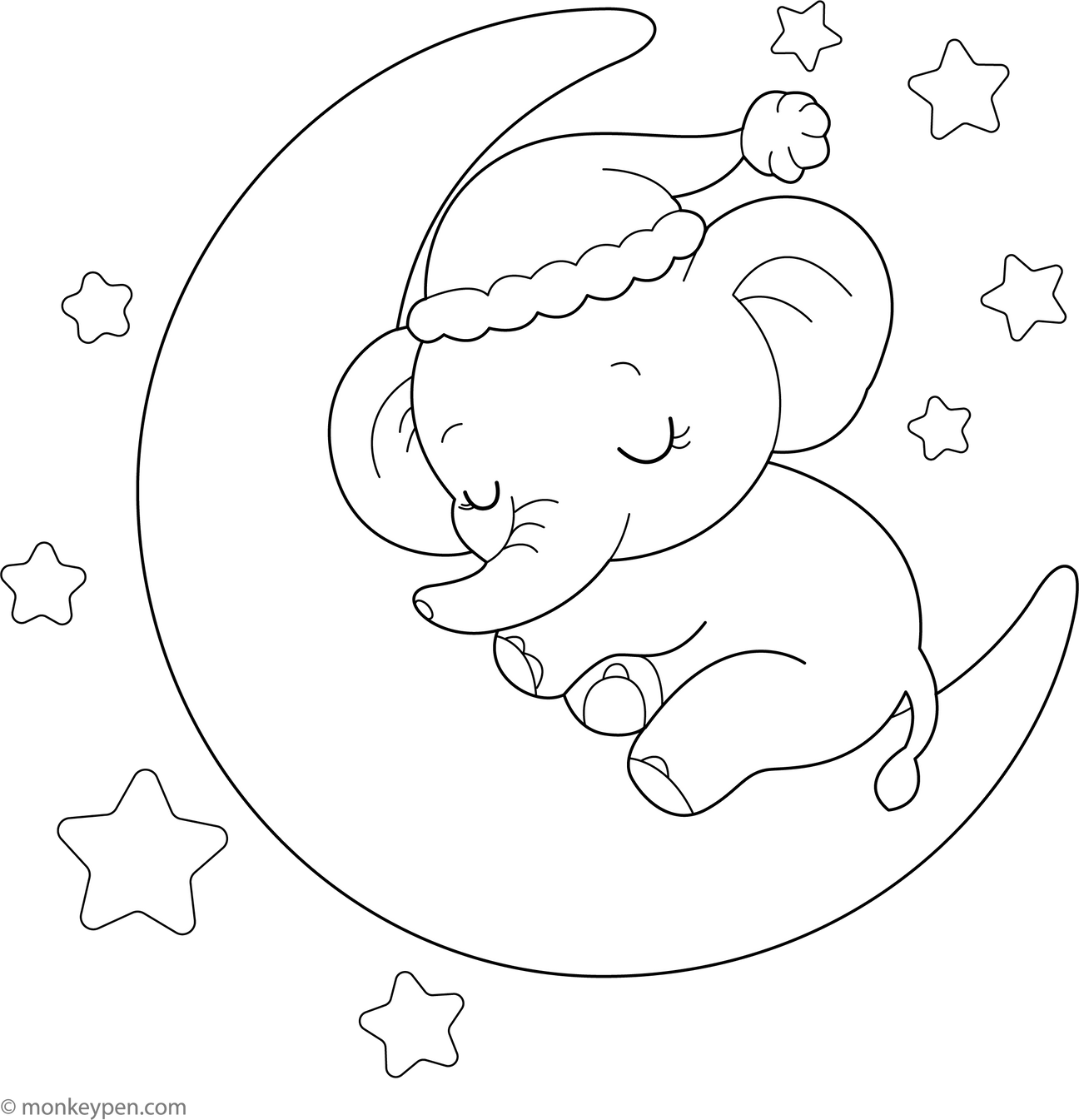 Sleeping Elephant Coloring Page