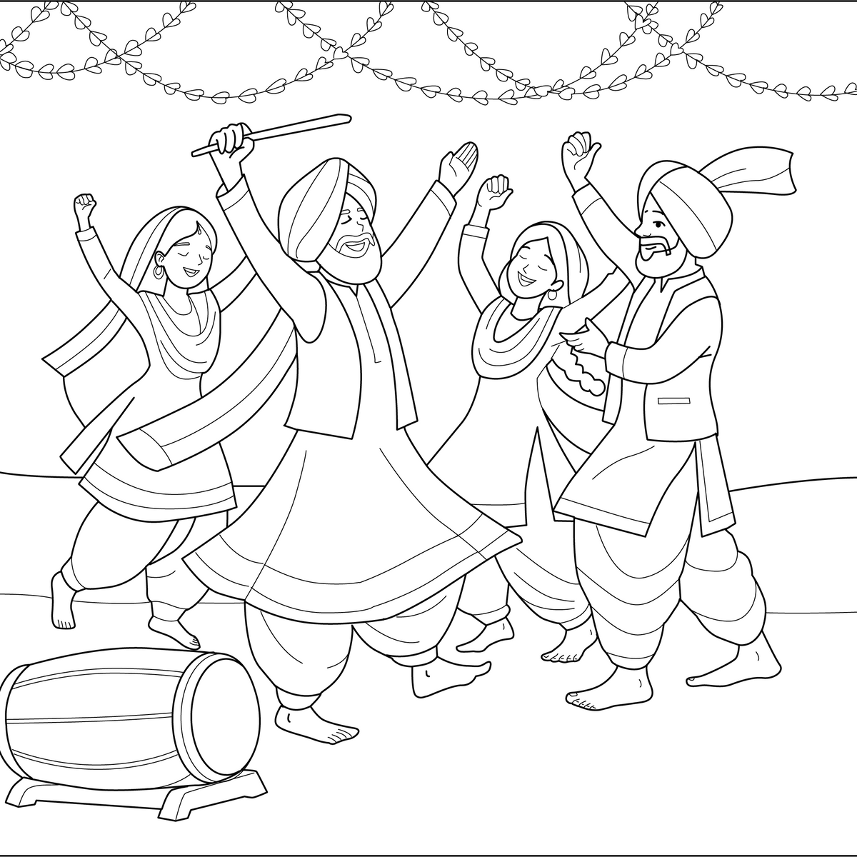 Lohri Festival Coloring Page – Free Printable PDF for Kids