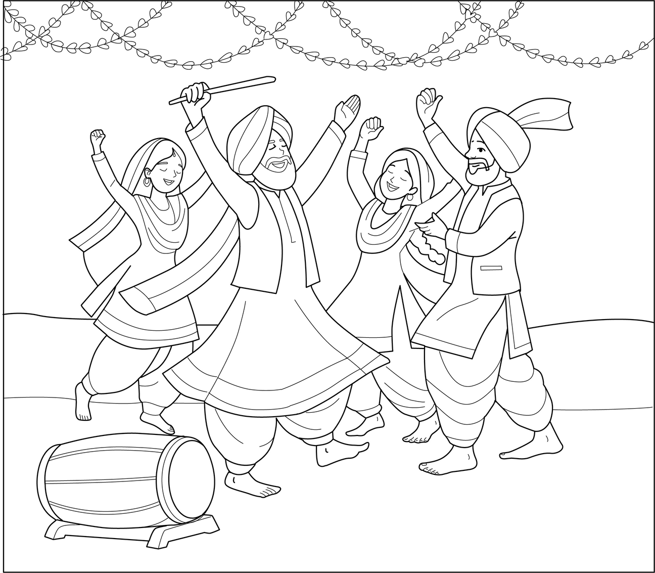 Lohri Festival Coloring Page – Free Printable PDF for Kids