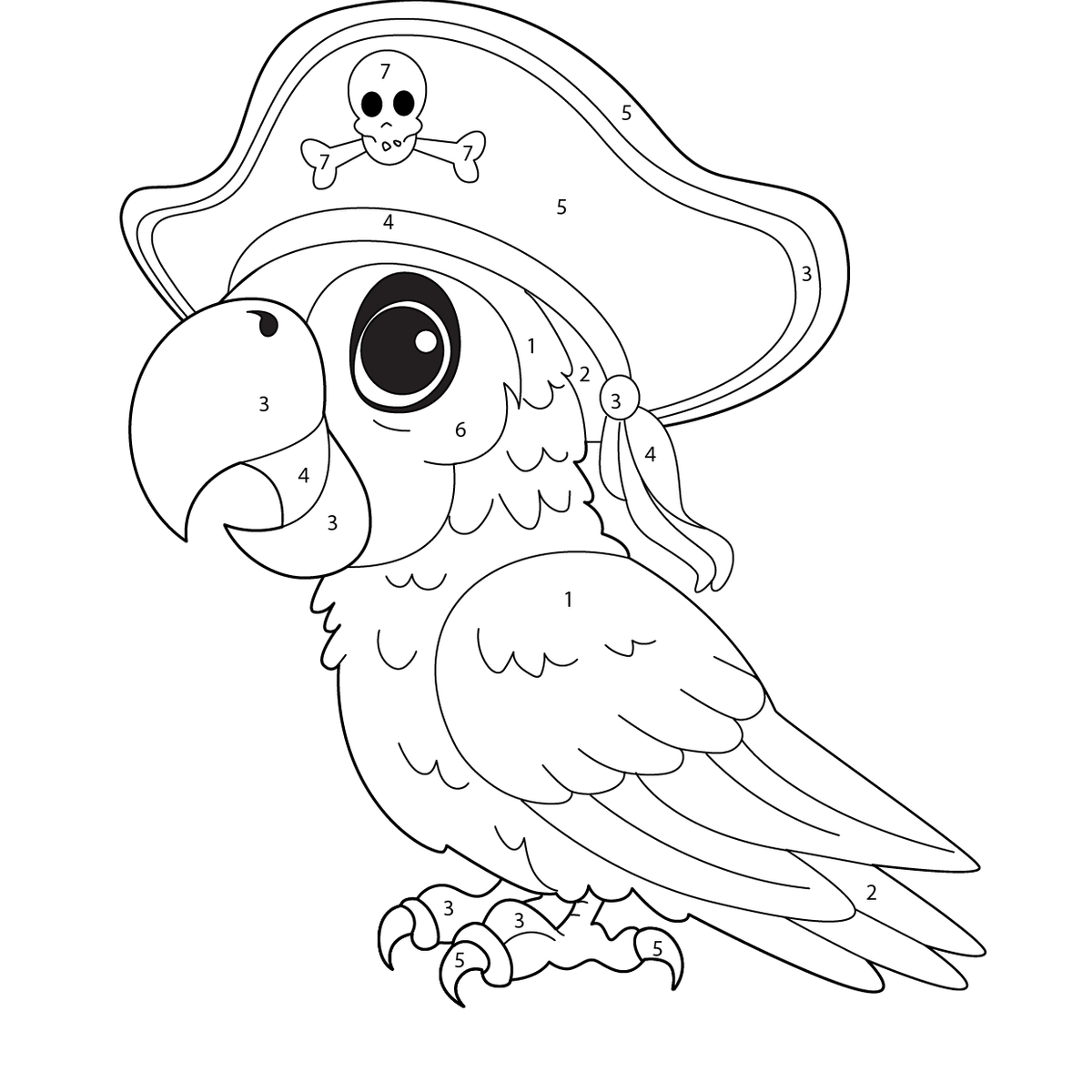 Pirate Parrot Color by Number – Free Worksheet for Kids