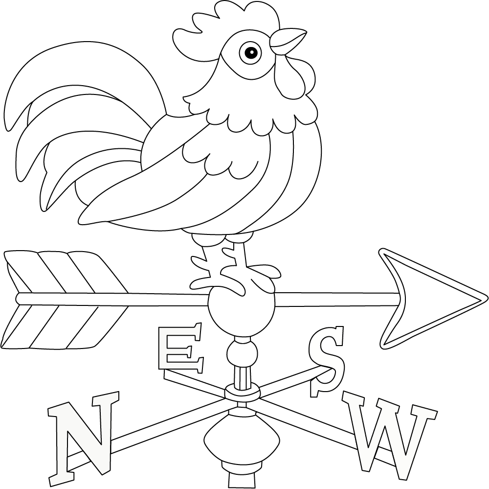 Printable Weather Vane Coloring Page for Children