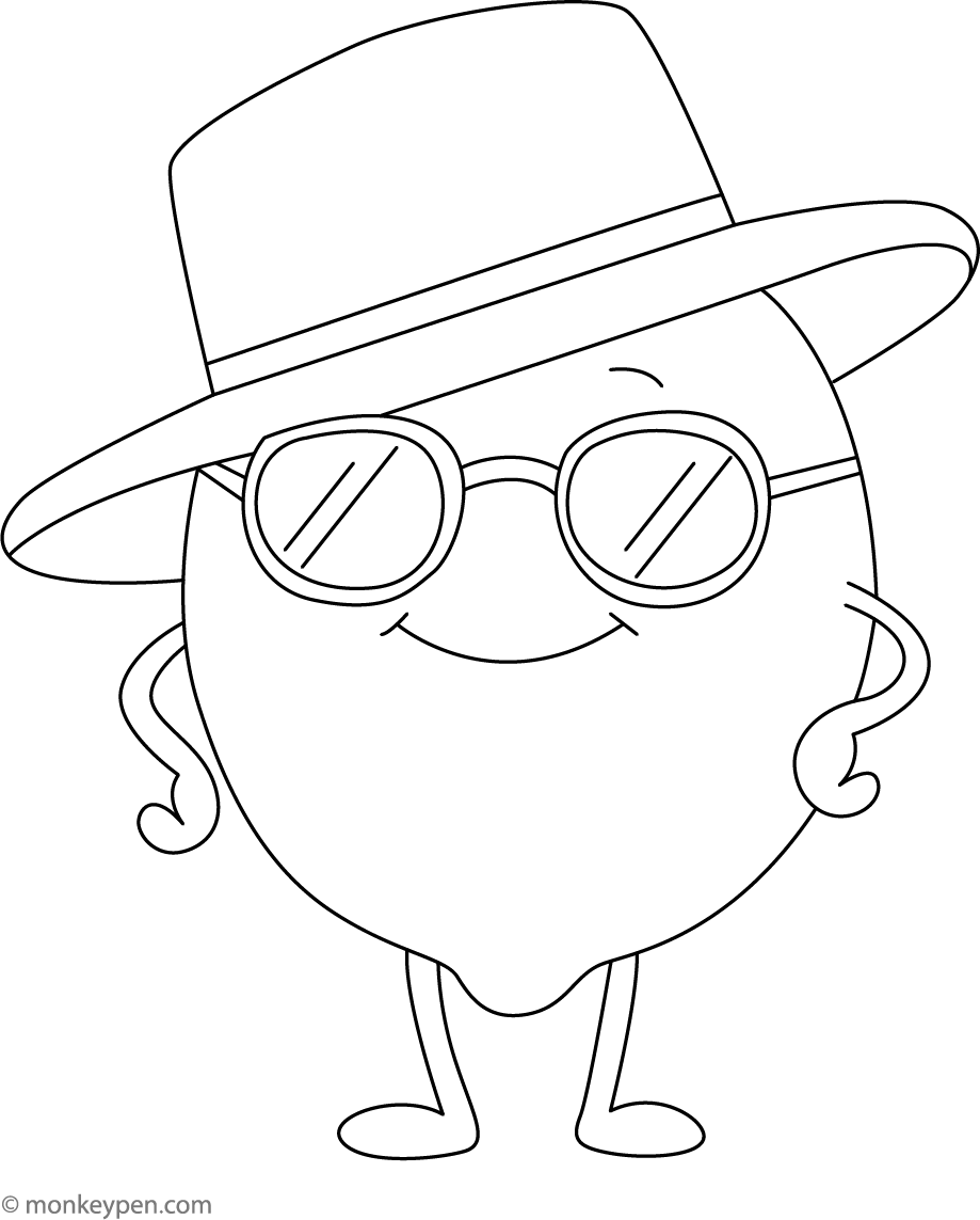 Lemon with a Straw Hat | Free Coloring Pages
