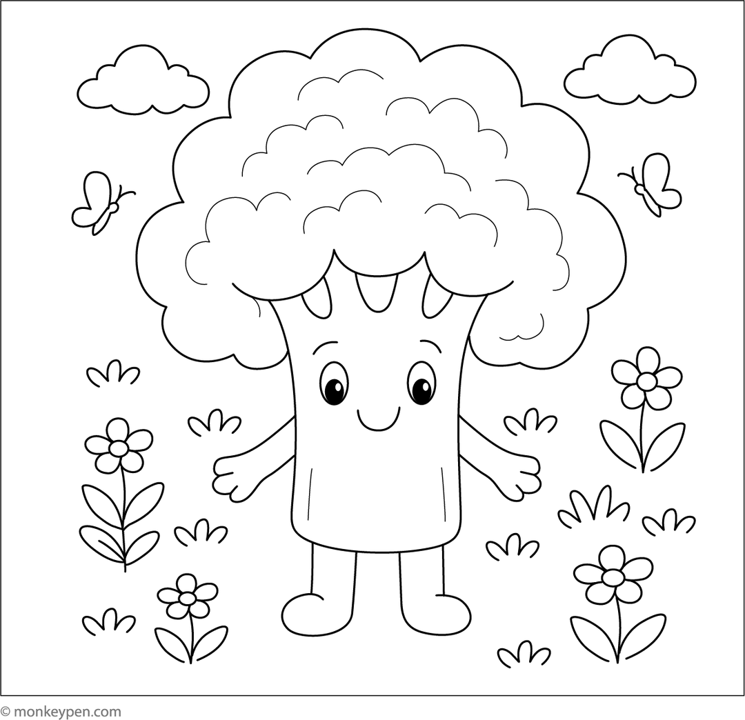 Cartoon Broccoli | Free Coloring Pages