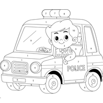 Police Car Color by Number | Fun Printable Activity for Kids