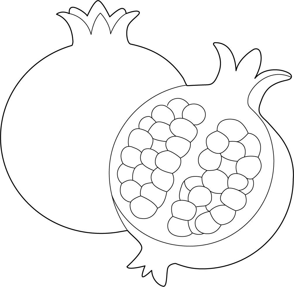 Pomegranate Coloring Page – Healthy Fruit Printable for Kids to Color