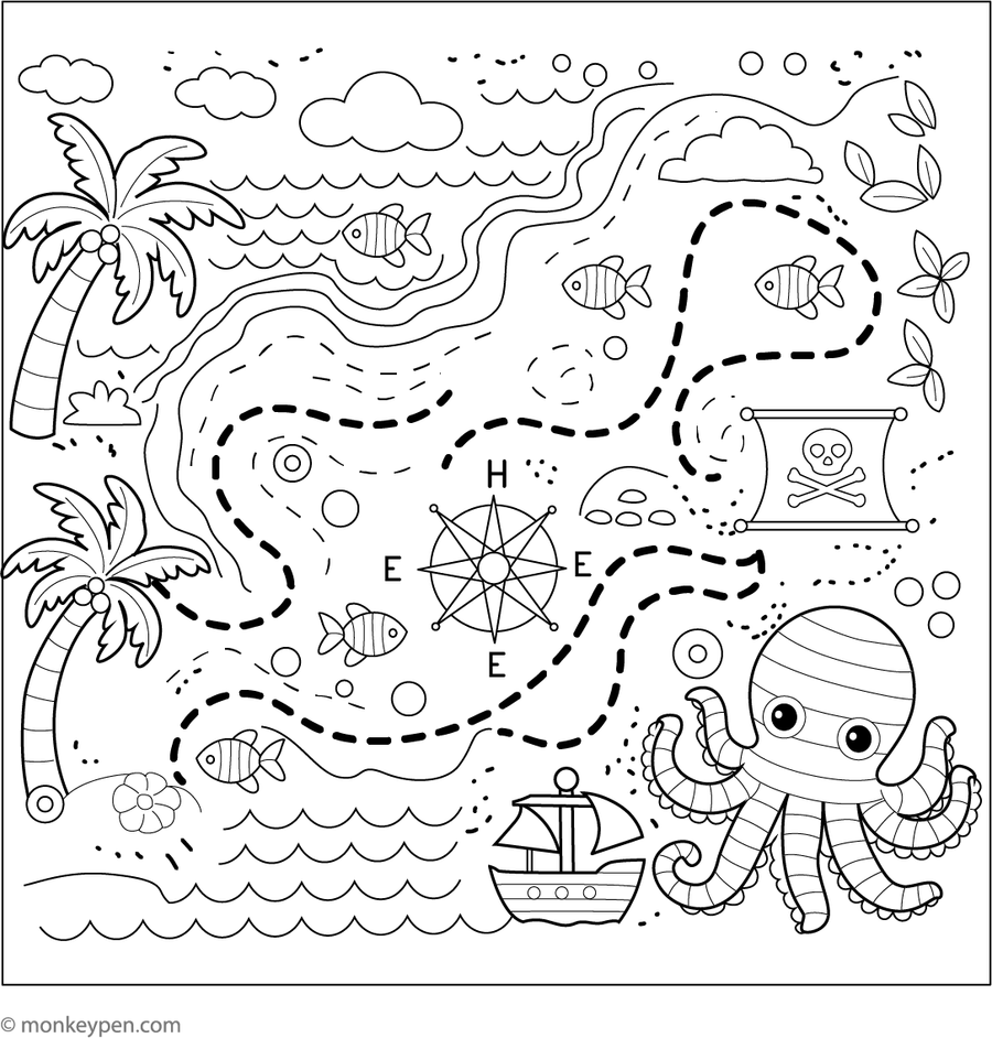 Pirate Map | Free Coloring Pages