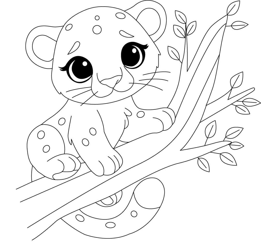 Free Printable Baby Leopard Coloring Page for Kids