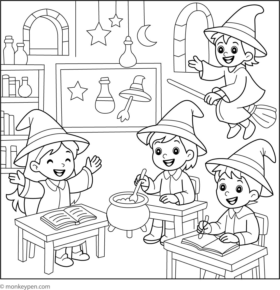 Witch School Classroom | Free Coloring Pages