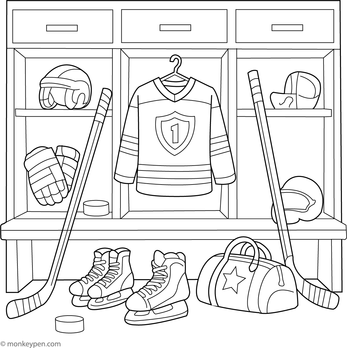 Hockey Locker Room | Free Coloring Pages