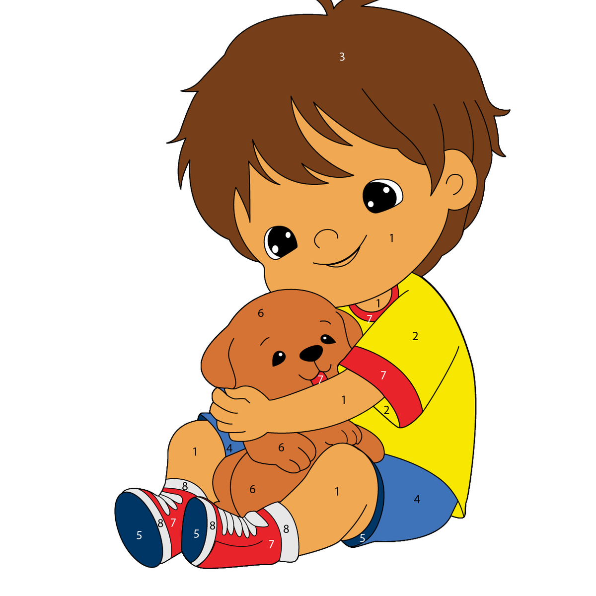 Boy and Dog Color by Number – Free PDF for Kids Download