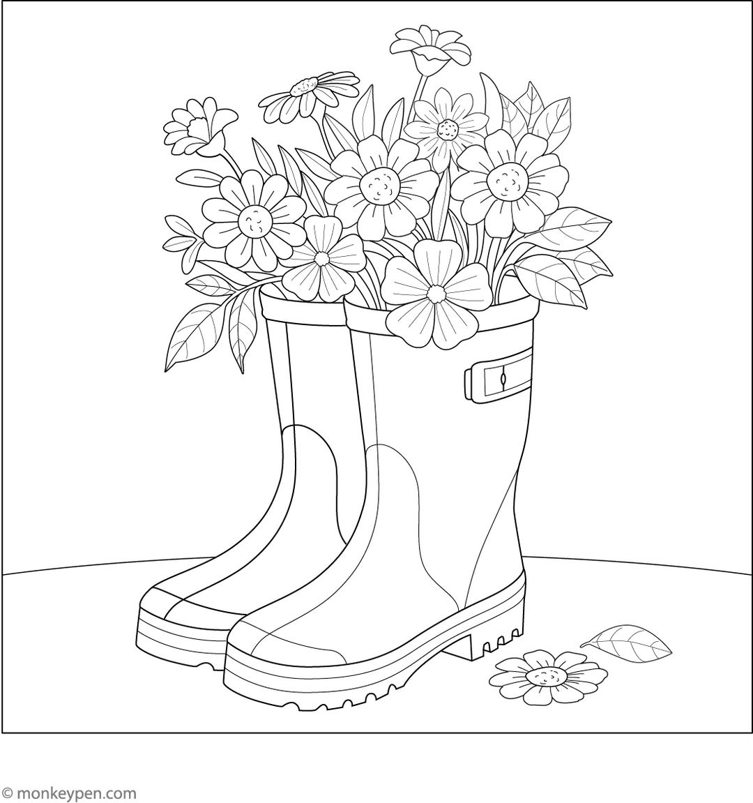 Flower Rain Boot Coloring Page
