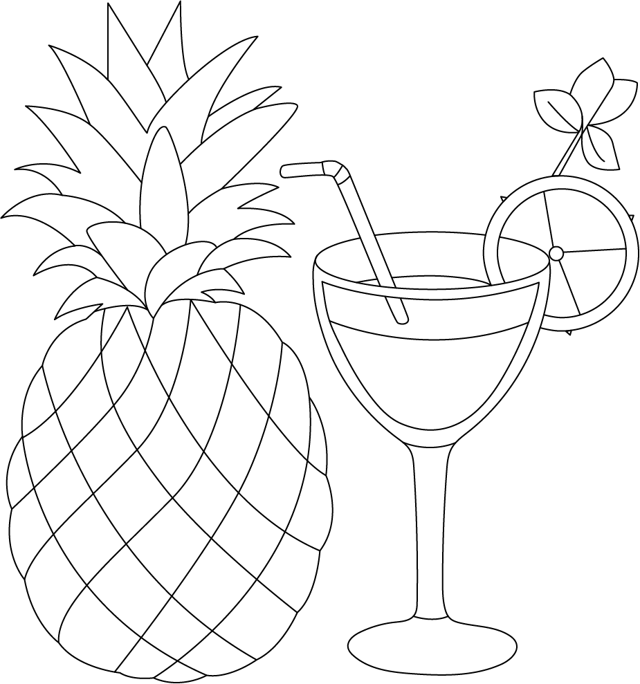 Printable Cocktail Coloring Page PDF for Children