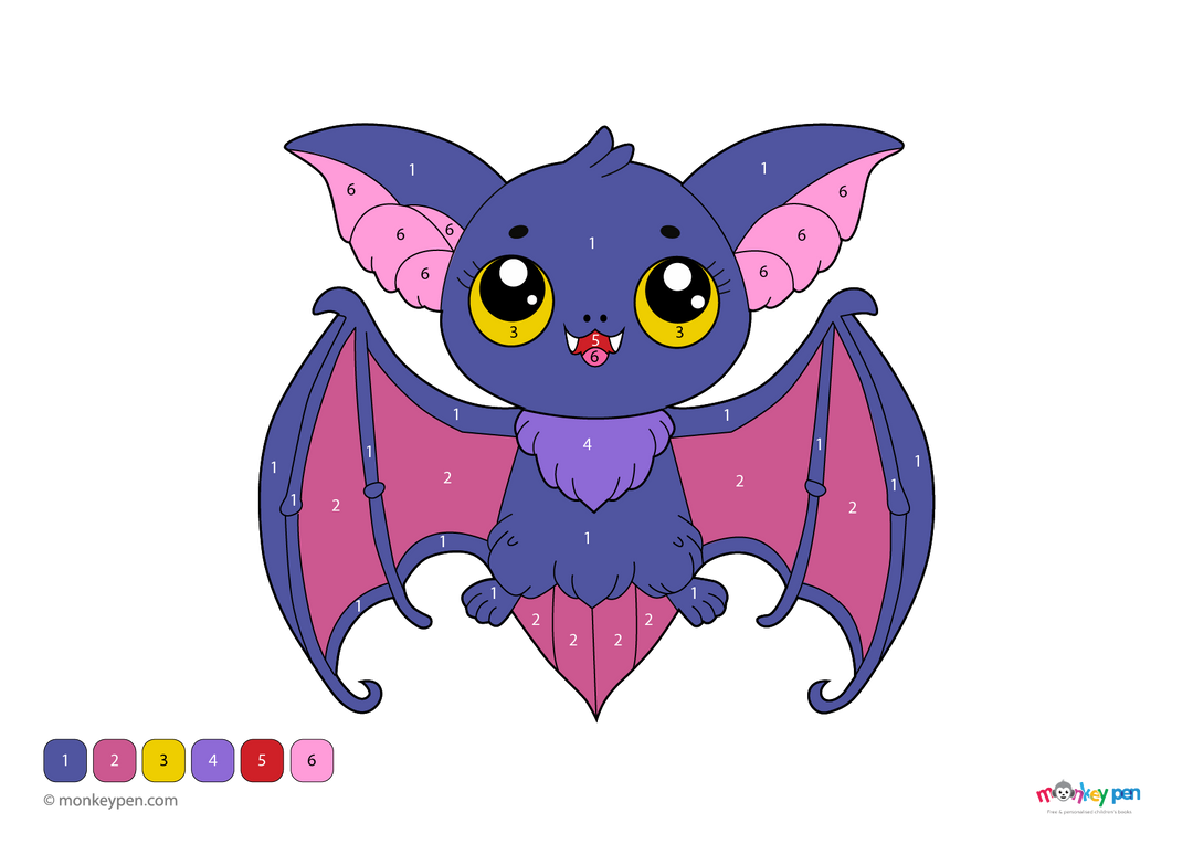 Vampire Bat Color by Number – Free Printable PDF for Kids