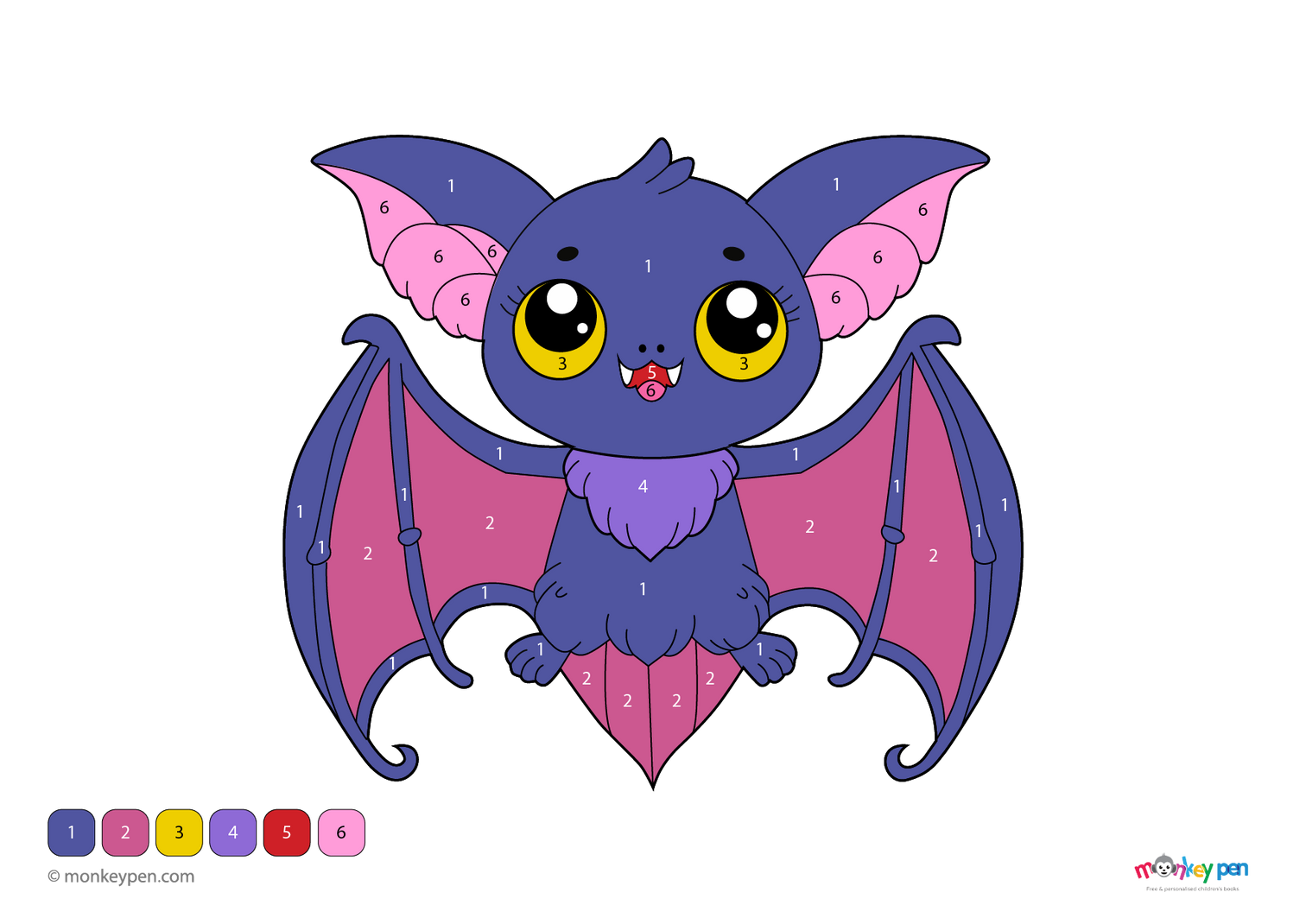 Vampire Bat Color by Number – Free Downloadable PDF for Kids