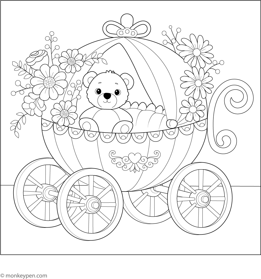 baby carriage colouring book for kids learning coloring pages with