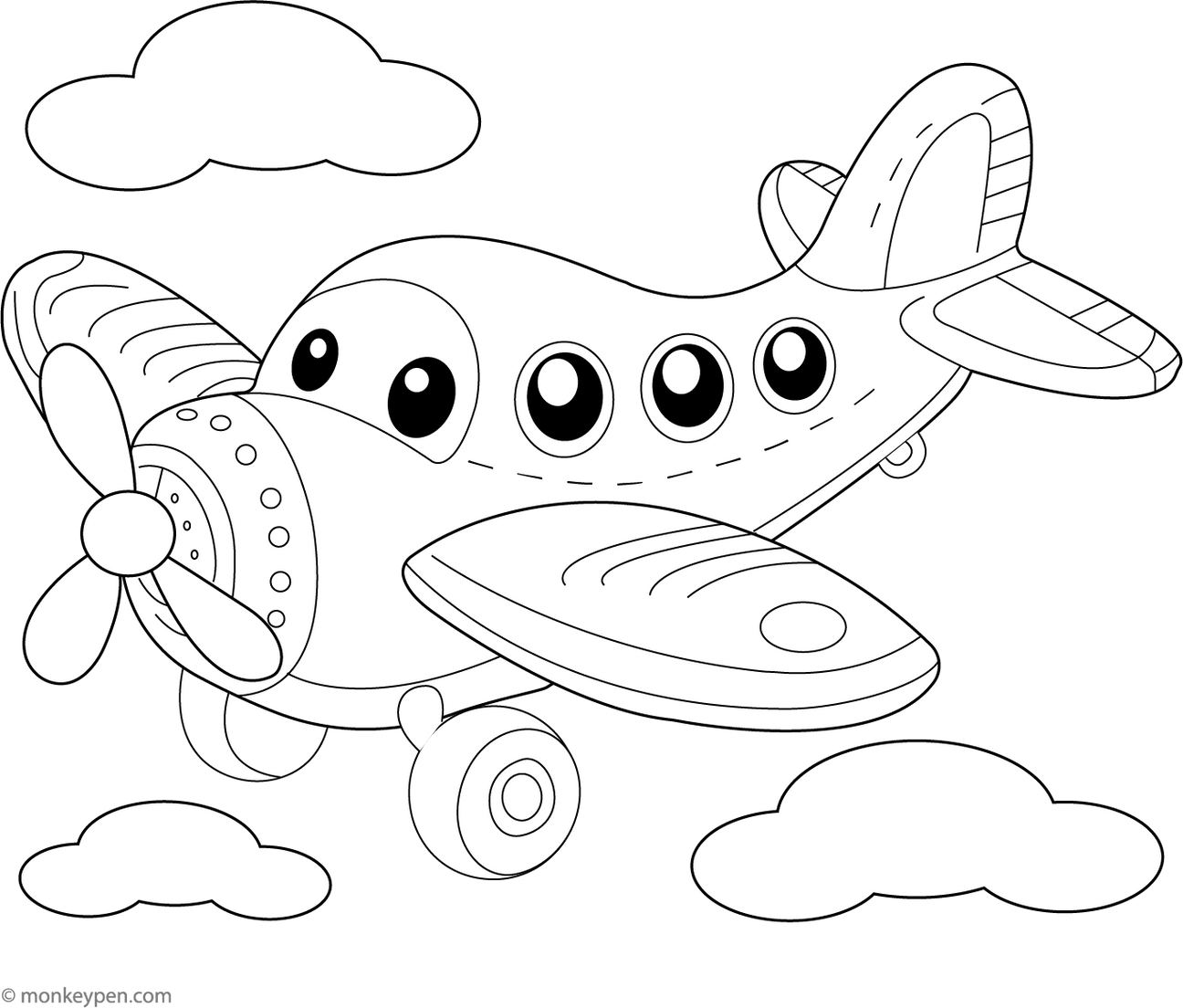 Cartoon Airplane Coloring Page