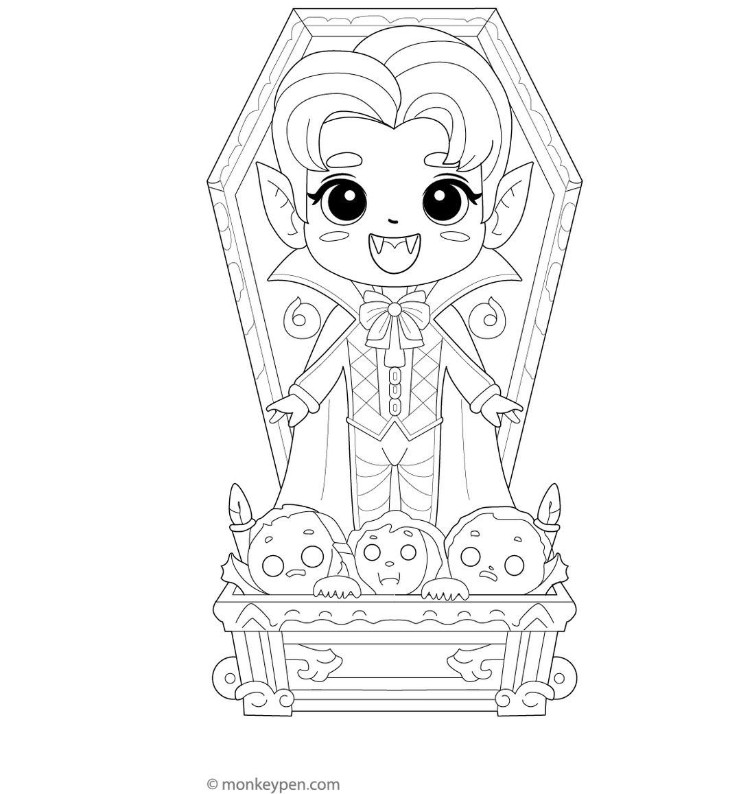 Vampire In Coffin Coloring Page