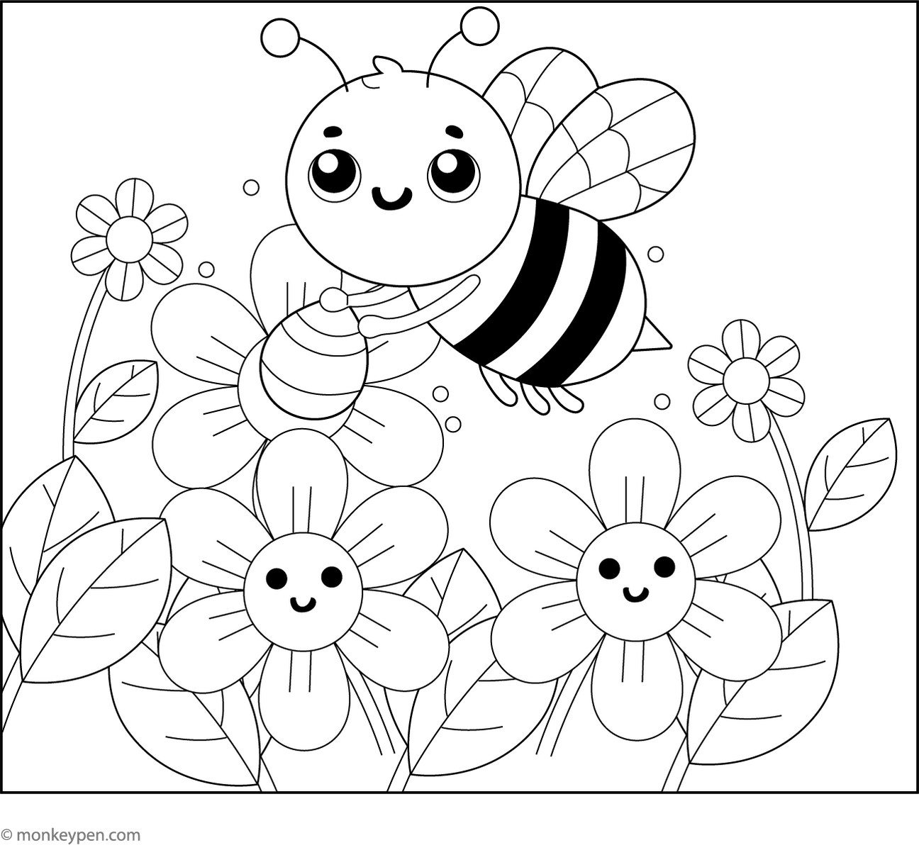 Buzzing Bee Free Coloring Page Printable