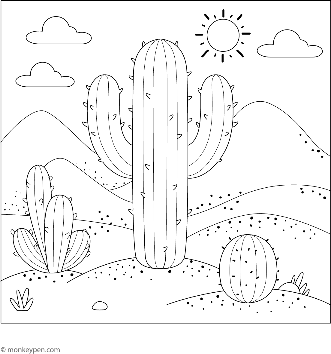 Cactus Coloring Book – Free Printable Desert Plants for Kids