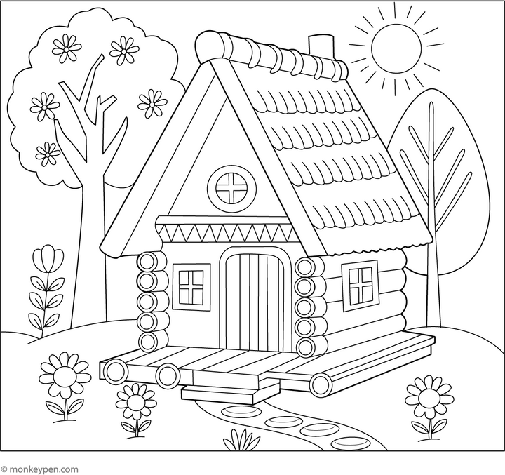 Hut Coloring Page