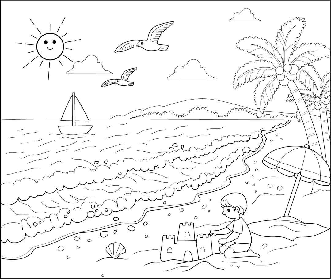 Printable Sea Coloring Page – Fun Ocean Adventure Art for Kids