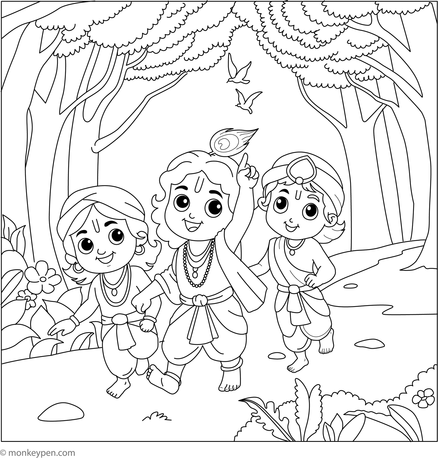 Free Lord Krishna Coloring Book PDF - Printable
