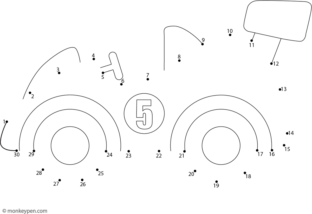 Race Car | Fun Dot-to-Dot Printable Worksheet for Kids