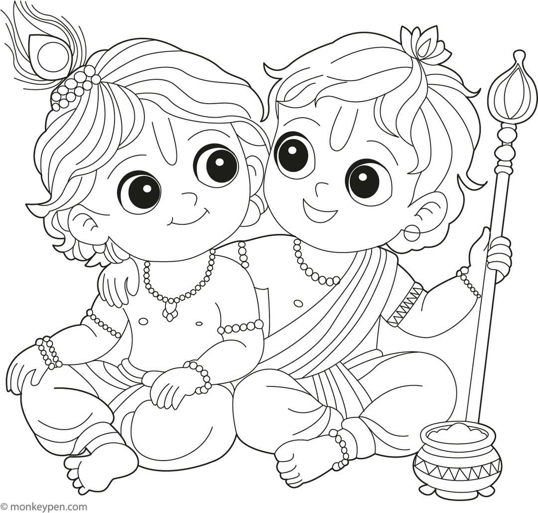 Krishna And Balarama Coloring Page