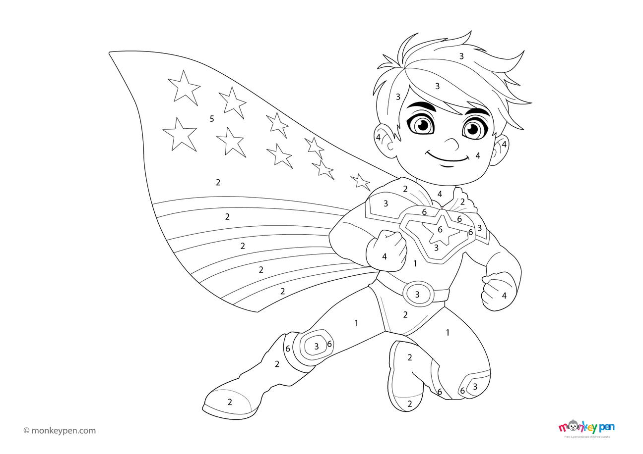 Superhero Color by Number – Fun PDF Activity Sheet