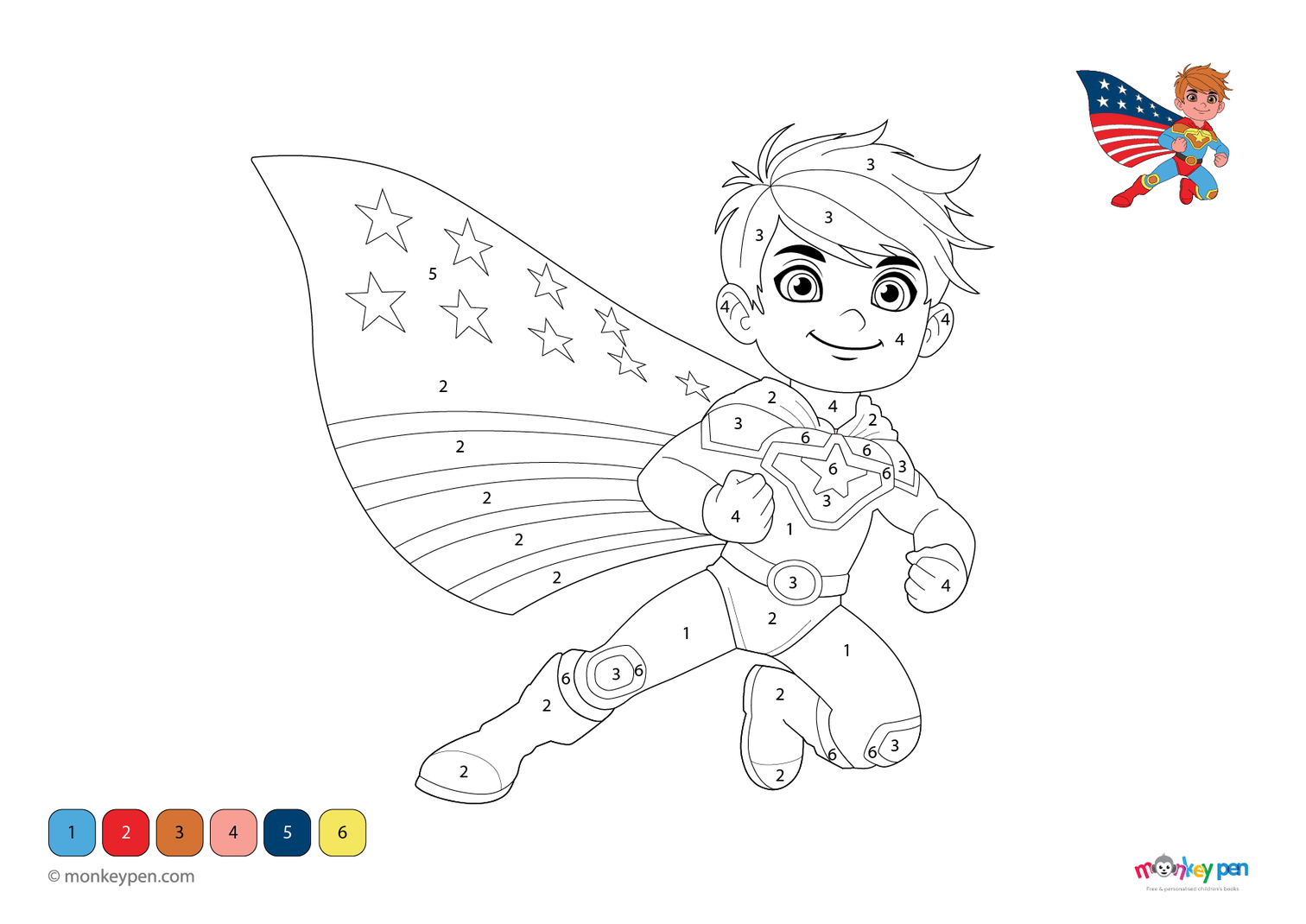 Superhero Color by Number – Fun PDF Activity Sheet