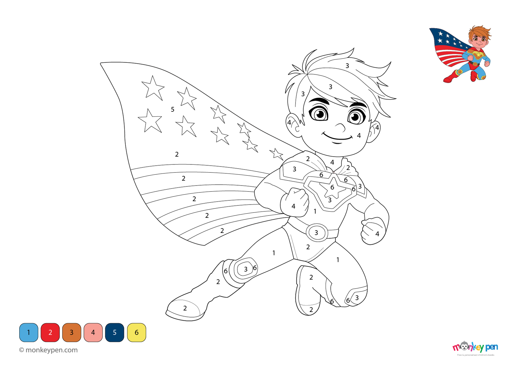 Superhero Color by Number – Fun PDF Activity Sheet