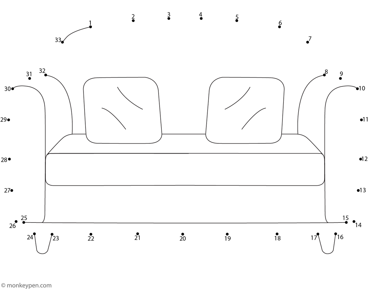 Sofa | Free Dot-to-Dot Worksheet for Kids