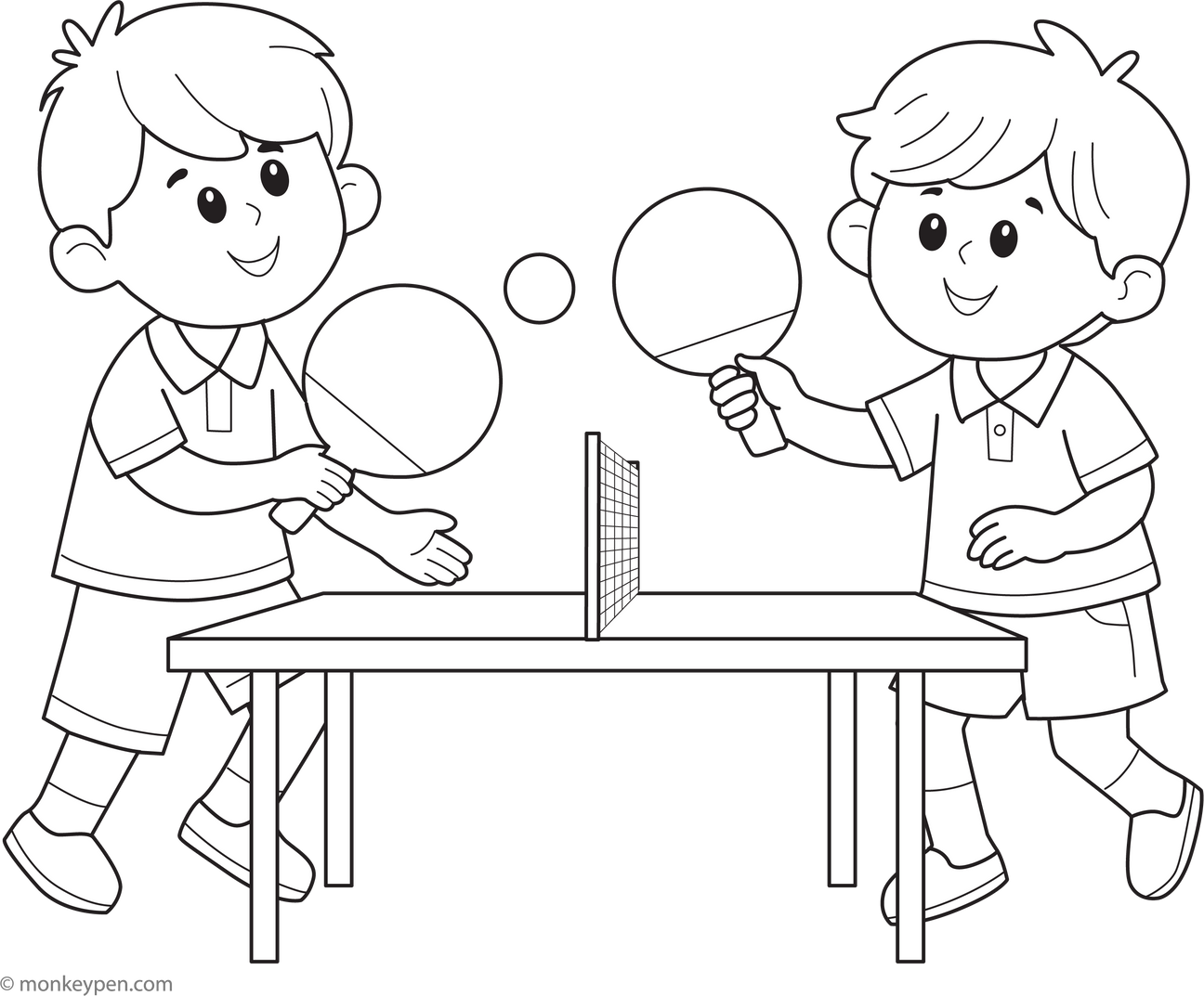 Table Tennis Coloring Page – Free PDF Printable for Kids