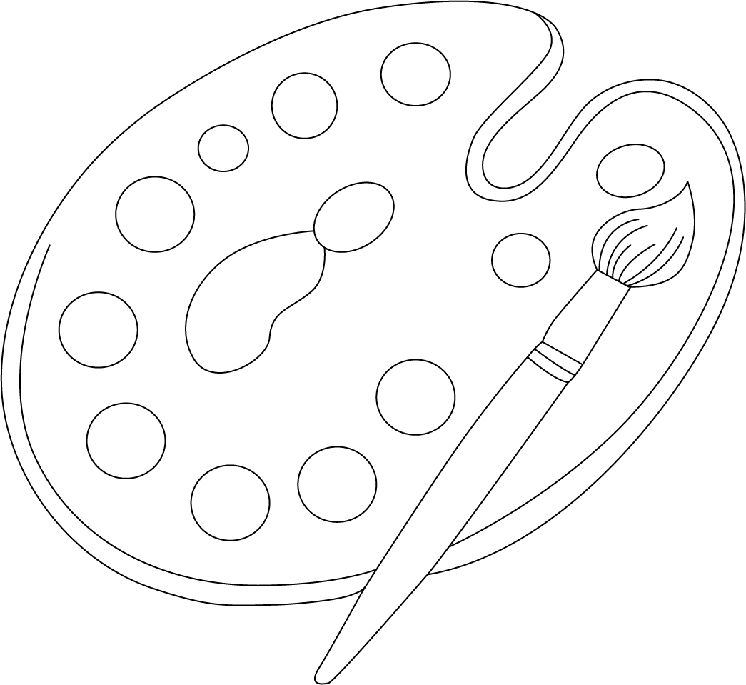 Free Printable Artist Palette Coloring Page for Kids Fun