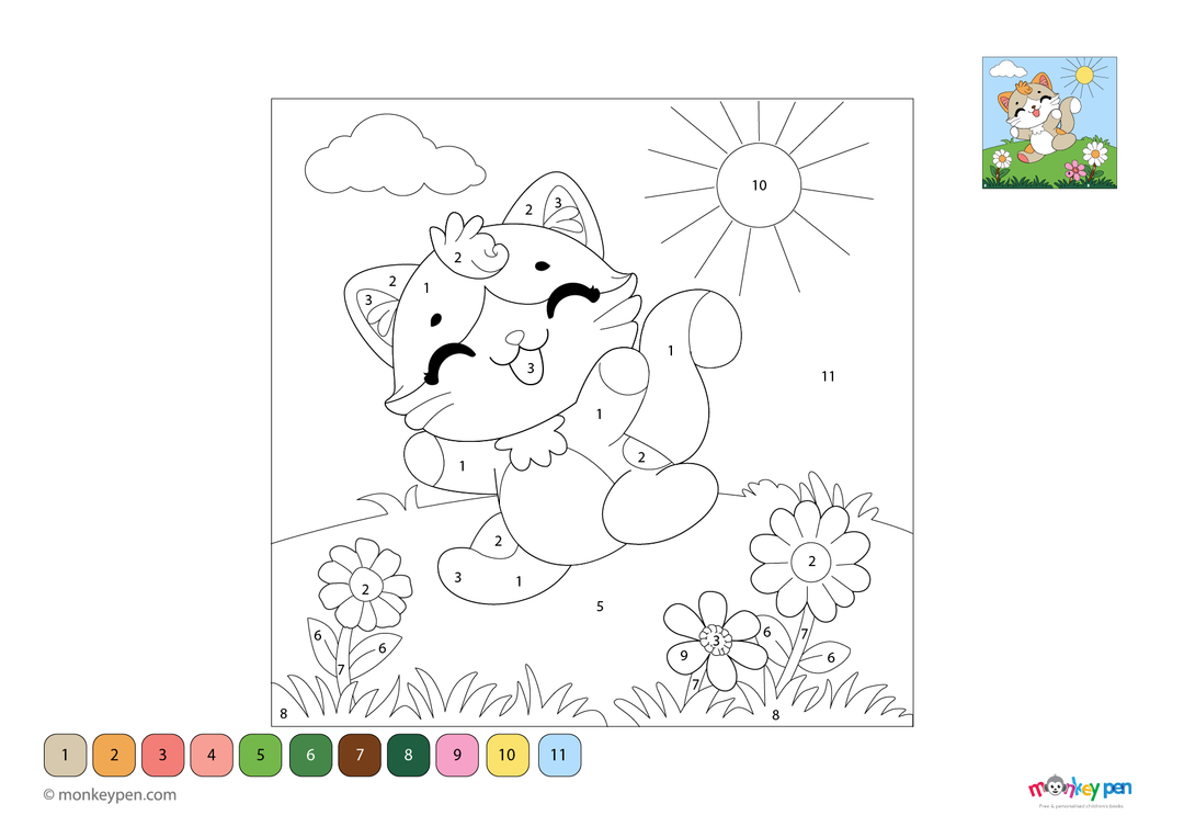 Playful Kitten Color by Number – Free Pet-Themed Printables