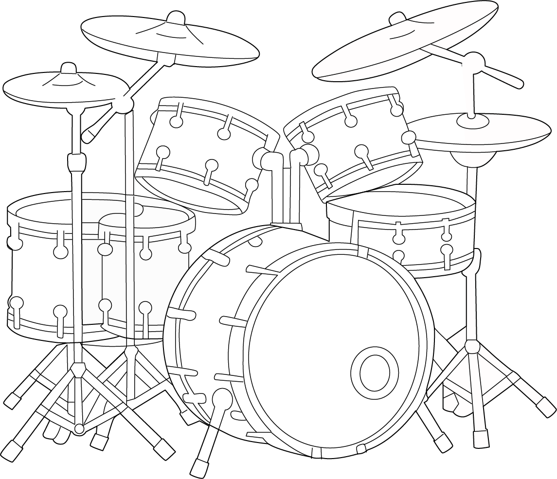 Drum Set Coloring Page – Free Printable PDF for Kids