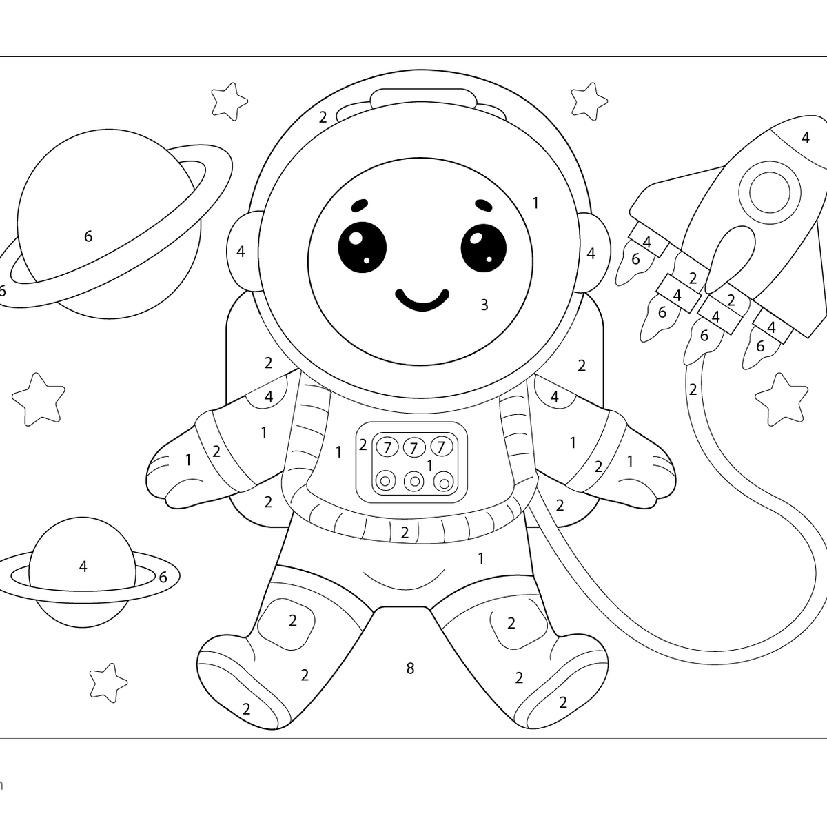 Space Walking Astronaut Color by Number – Free Printable