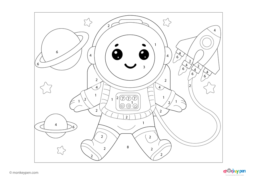 Space Walking Astronaut Color by Number – Free Printable