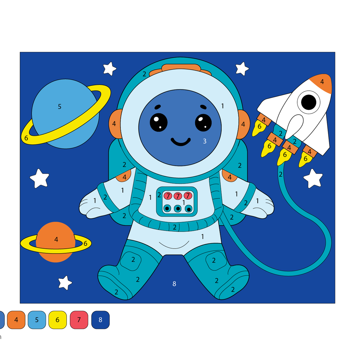 Space Walking Astronaut Color by Number – Free Printable