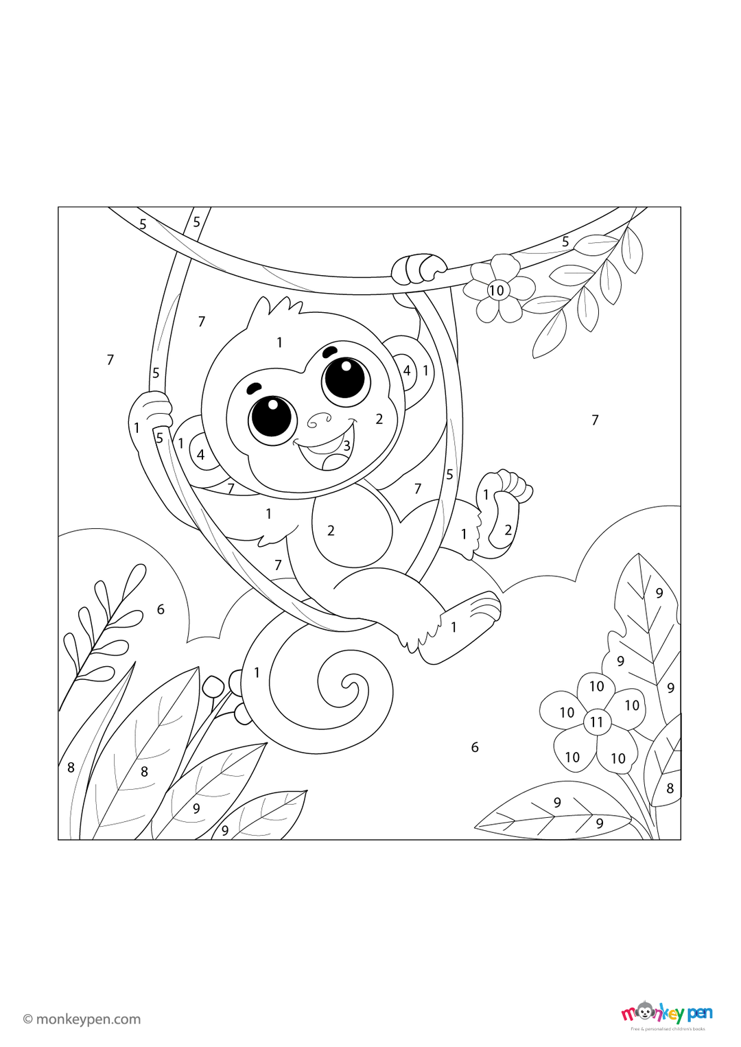 Swinging Monkey – Color by Number Jungle Adventure PDF
