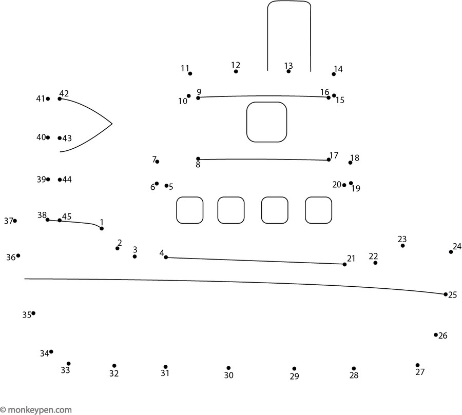 Ship – Free Printable Dot to Dot Activity for Kids