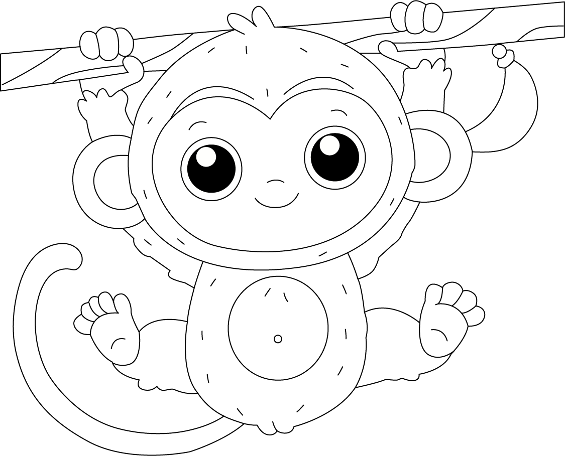 Cute Monkey Coloring Page